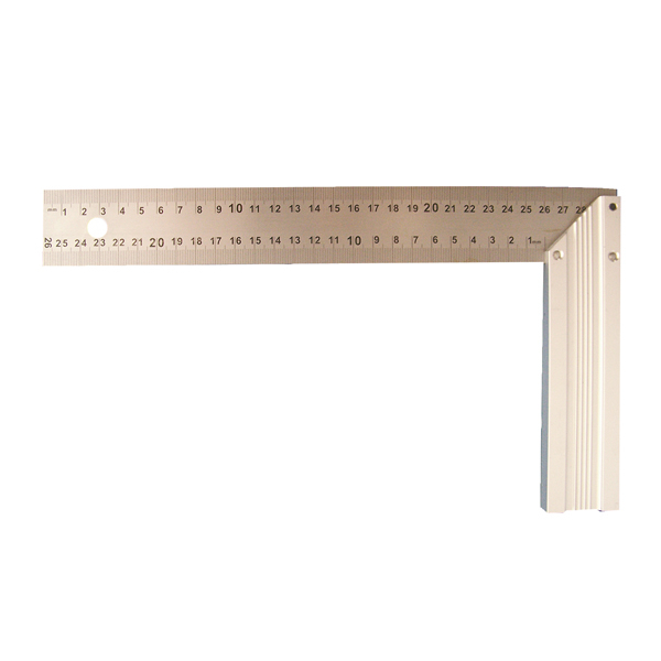 Equerre menuisier 300mm - talon alu - lame inox gravée -standard | Achatmat