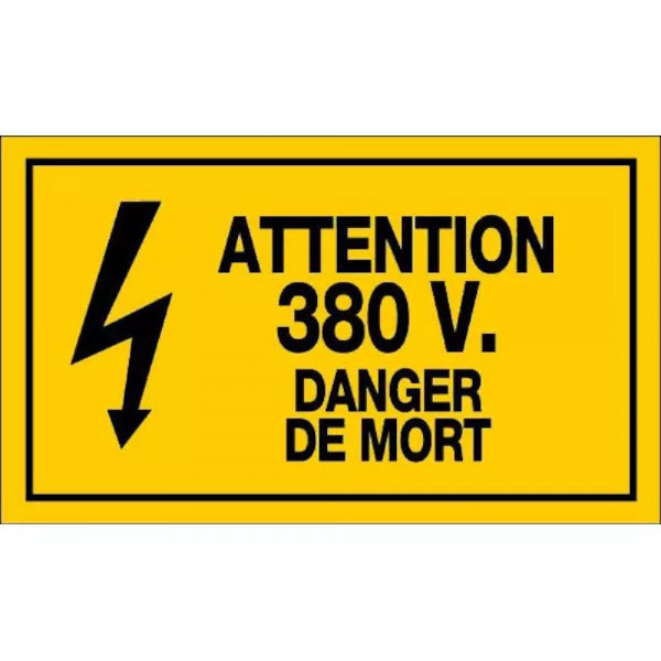 Panneau attention 380V. danger de mort | Achatmat