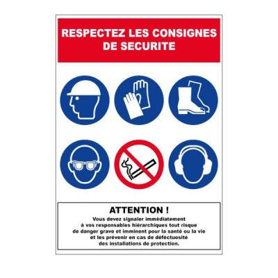 Panneau respectez les consignes de sécurité | Achatmat