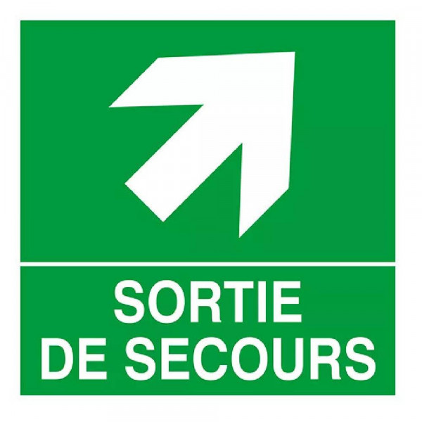 Panneau de signalisation d'une sortie de secours (flèche en haut à ...